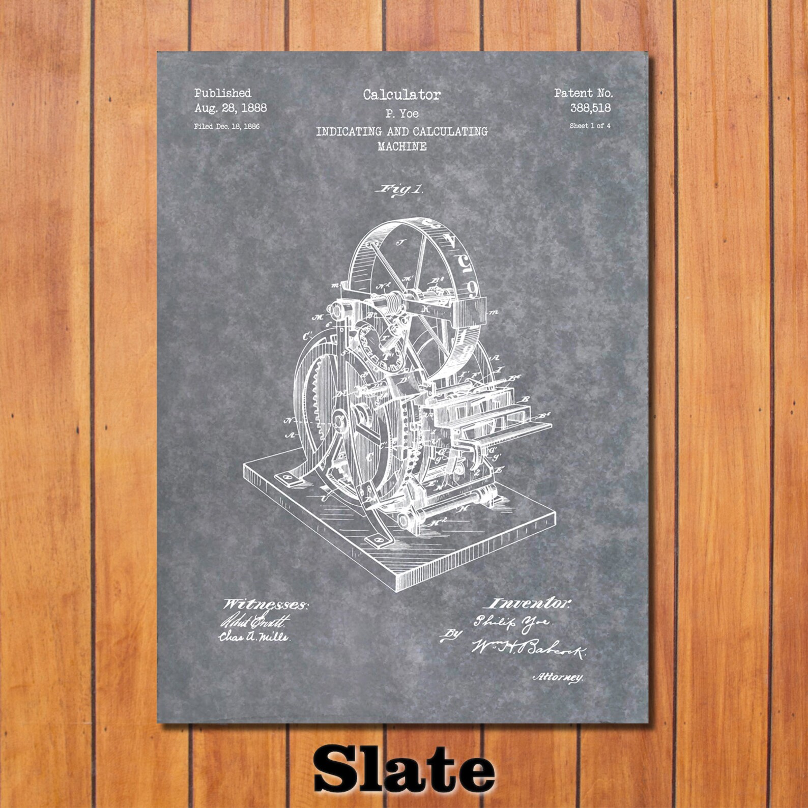 Clockwork Calculator Patent Print Art 1888 - Etsy