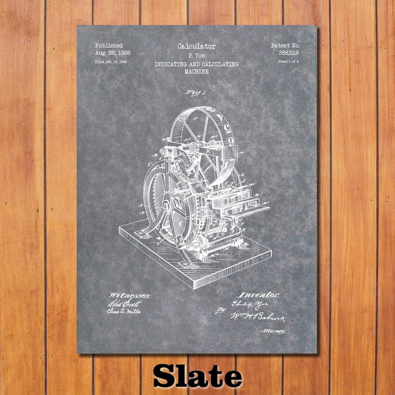 Clockwork Calculator Patent Print Art 1888 - Etsy
