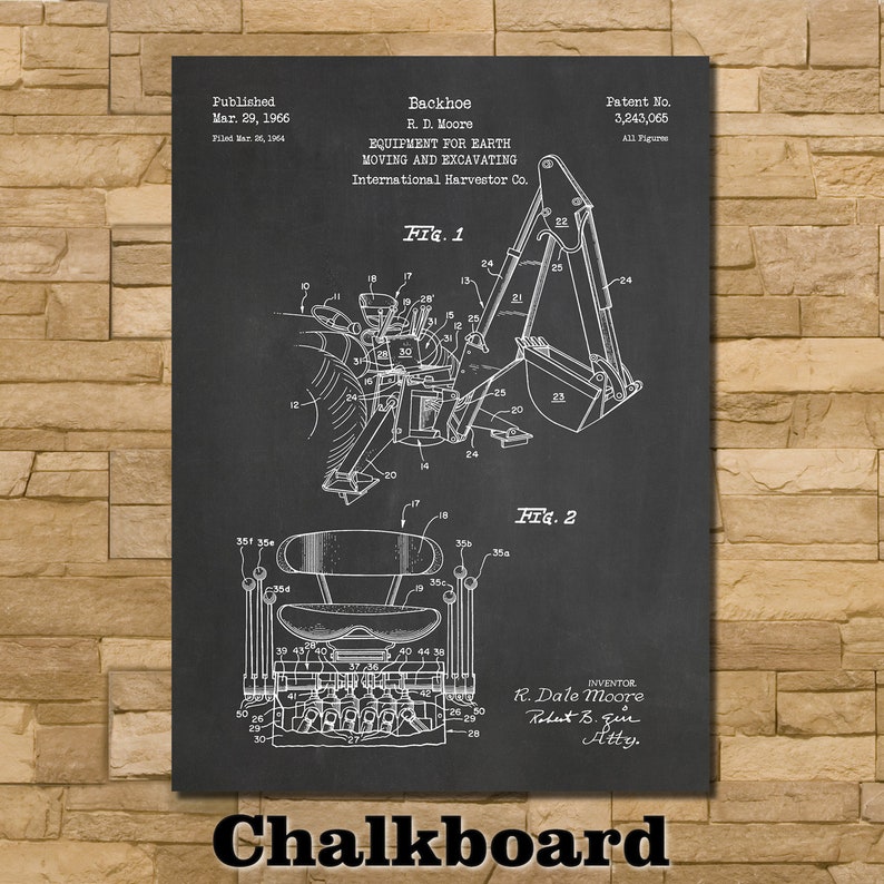 Backhoe Patent Print Art 1966 - Etsy