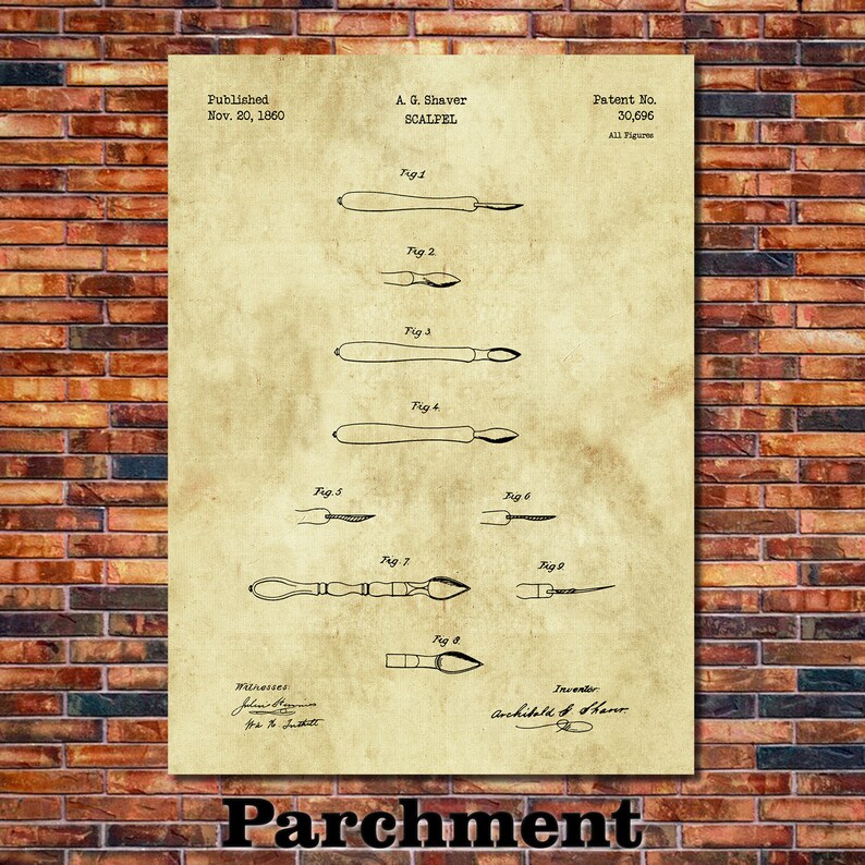 Scalpel Patent Print Art 1860 - Etsy