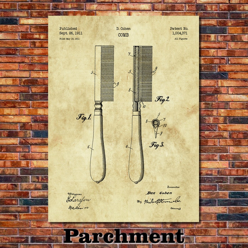 Comb Patent Print Art 1911 - Etsy