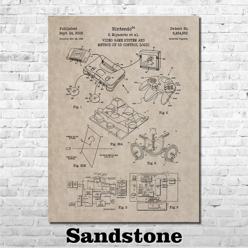 Patent Art Depicting Nintendo 64 1995 - Etsy