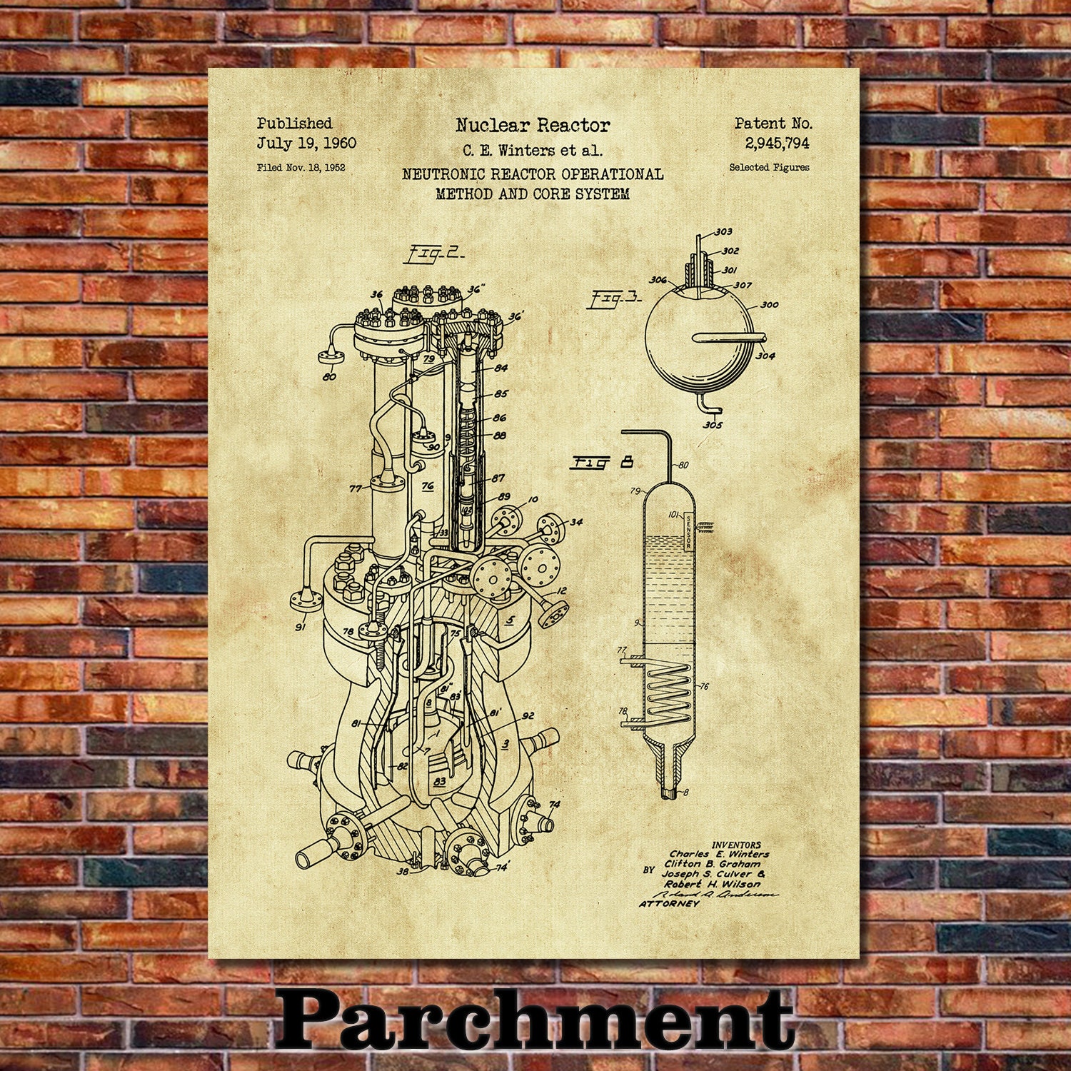 Nuclear Reactor Patent Print Art 1960 - Etsy