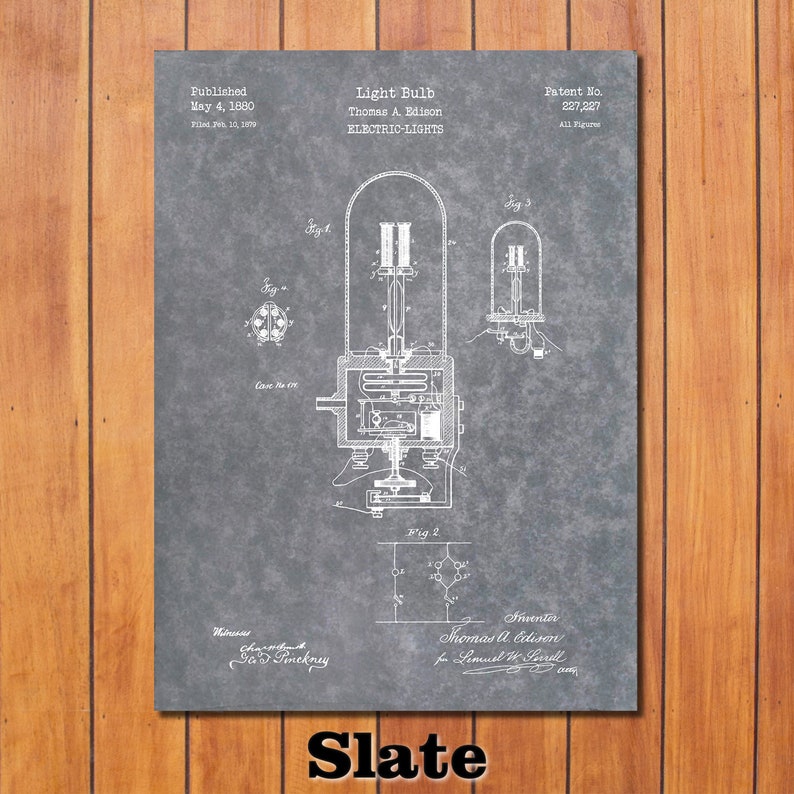 Edison Light Patent Print Art 1880 - Etsy
