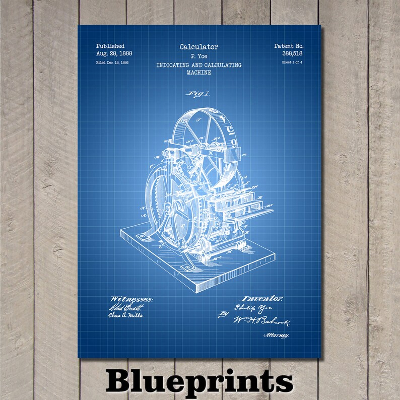 Clockwork Calculator Patent Print Art 1888 - Etsy