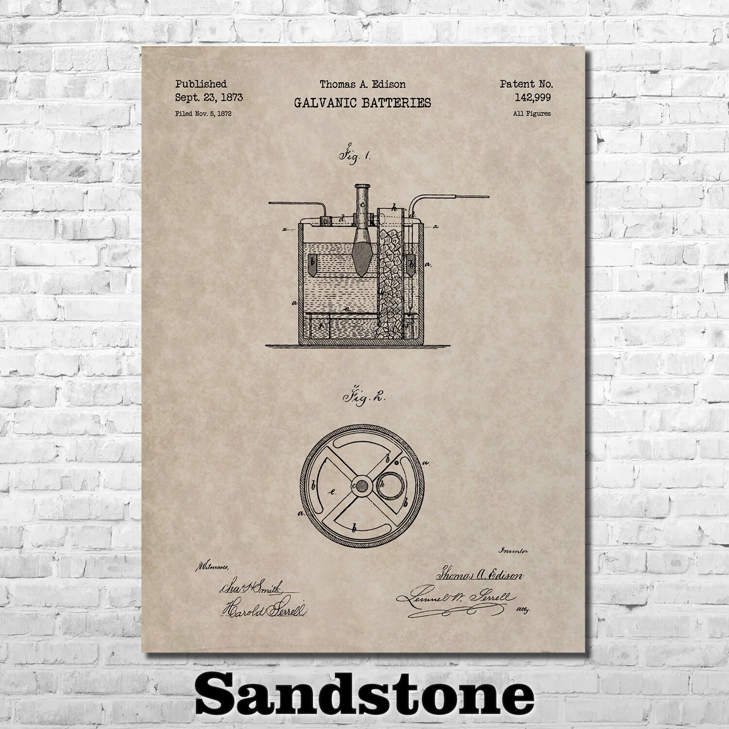 Edison Battery Patent Print Art 1873 - Etsy