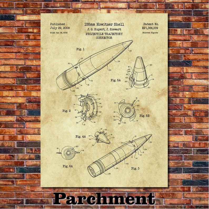 155mm Howitzer Shell Patent Print Art 2009 - Etsy