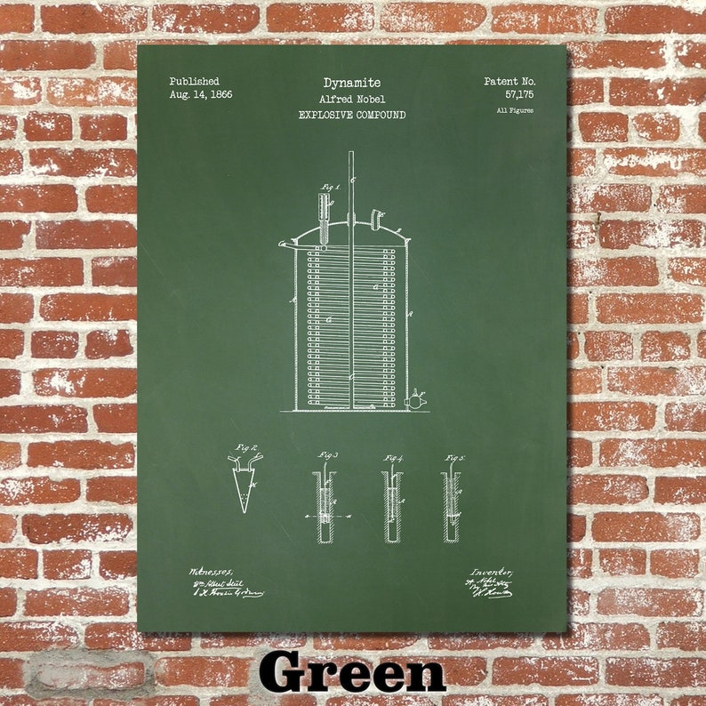 Dynamite Alfred Nobel Patent Print Art 1866 - Etsy Canada