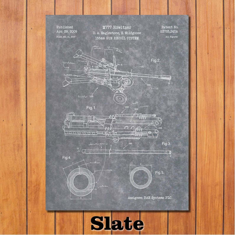 155mm M777 Howitzer Patent Print Art 2009 | Etsy
