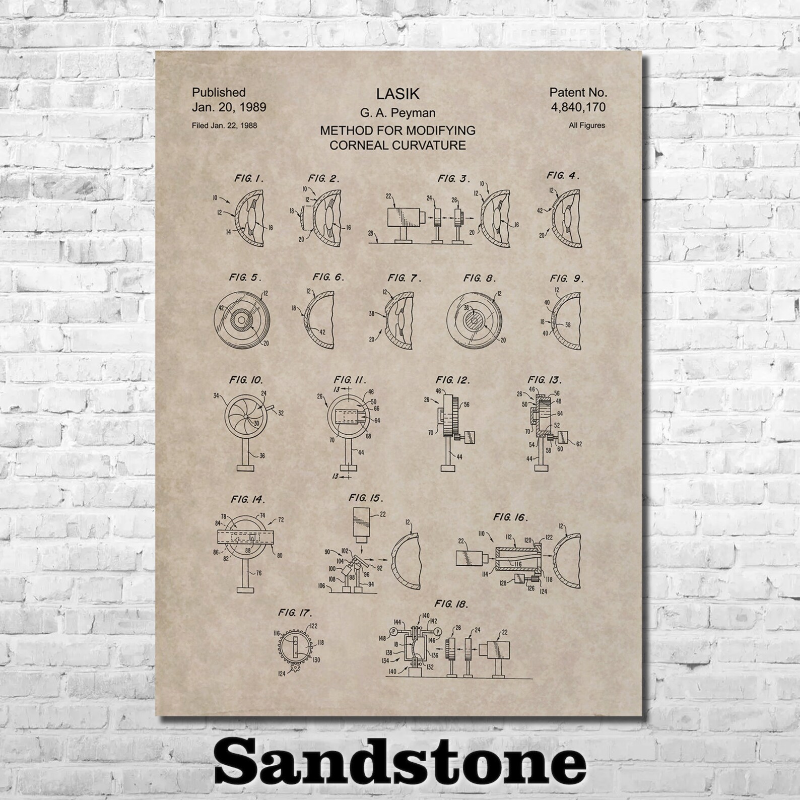 LASIK Laser Eye Surgery Patent Print Art 1989 - Etsy