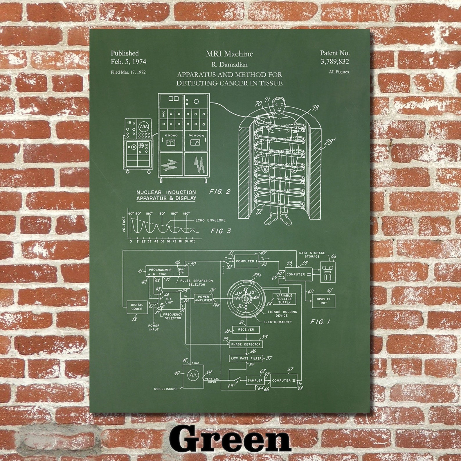 MRI Machine Patent Print Art 1974 magnetic Resonance Imaging - Etsy