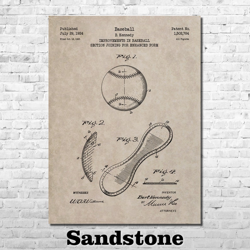 Baseball Patent Print Art 1924 | Etsy