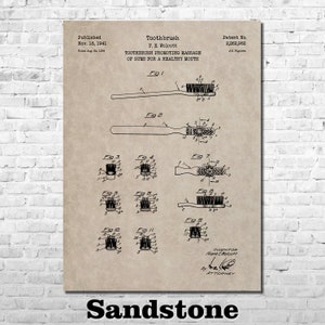 Toothbrush Patent Print Art 1941 - Etsy