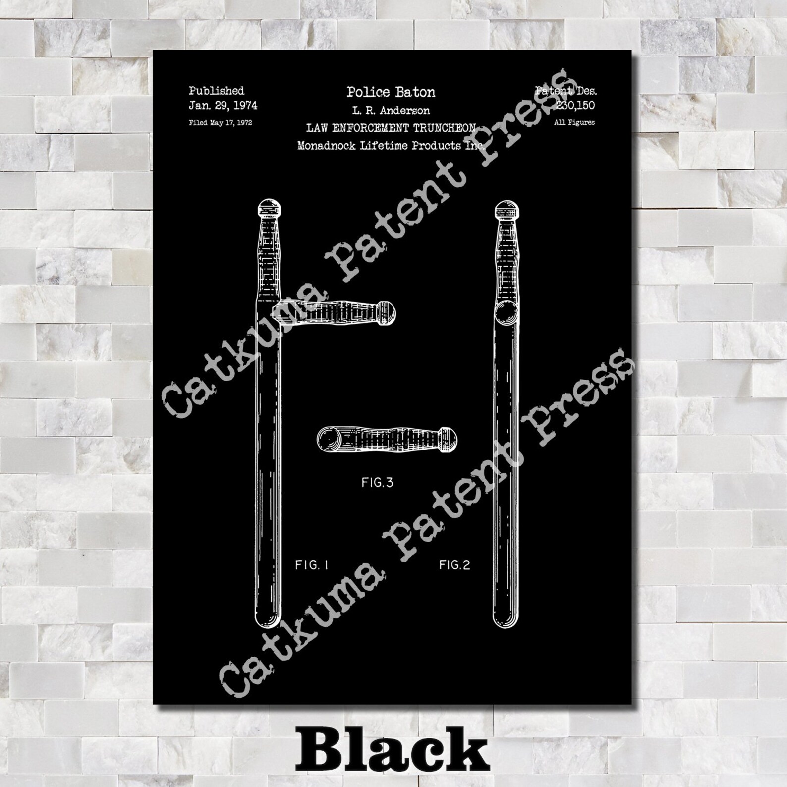 Police Baton Patent Print Art 1974 - Etsy
