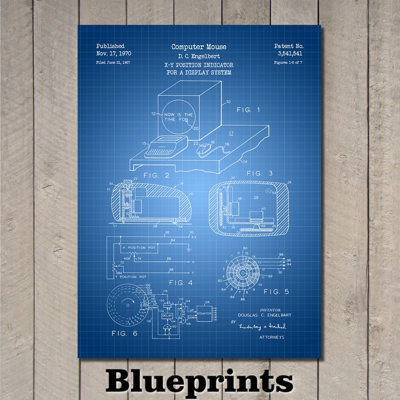 First Computer Mouse Patent Print Art 1970 | Etsy