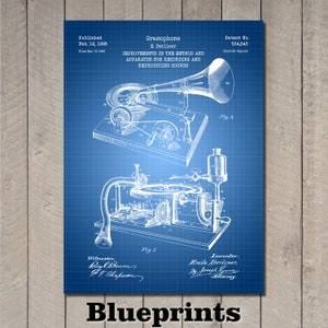 Gramophone Patent Print Art 1895 - Etsy