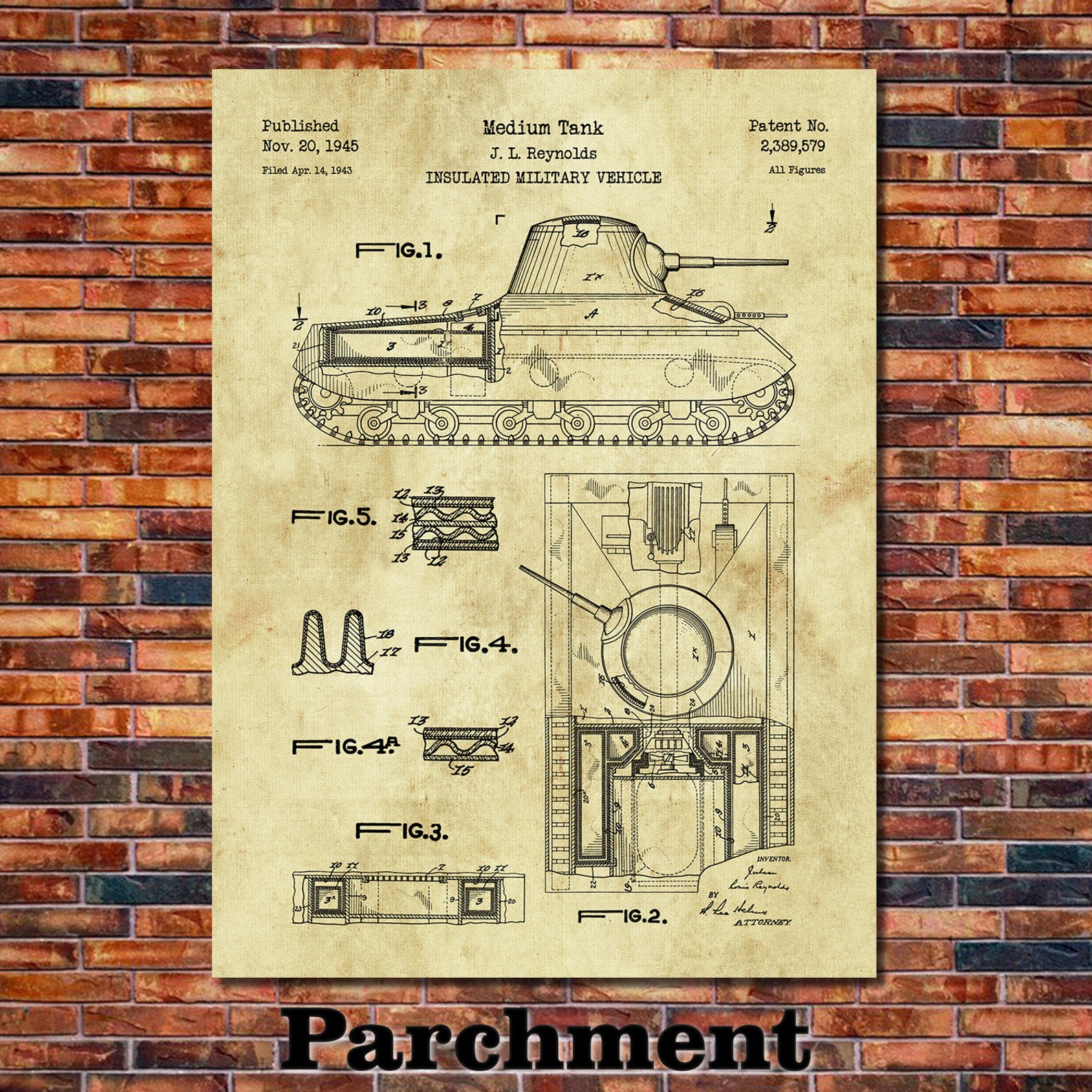 Military Tank Patent Print Art 1945 A - Etsy