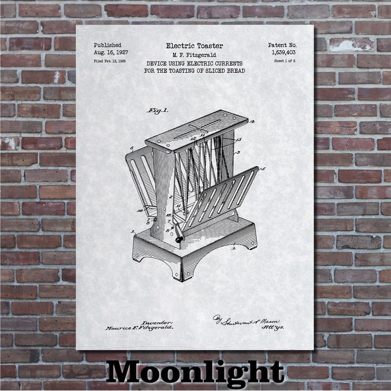 Toaster Patent Print Art 1927 | Etsy