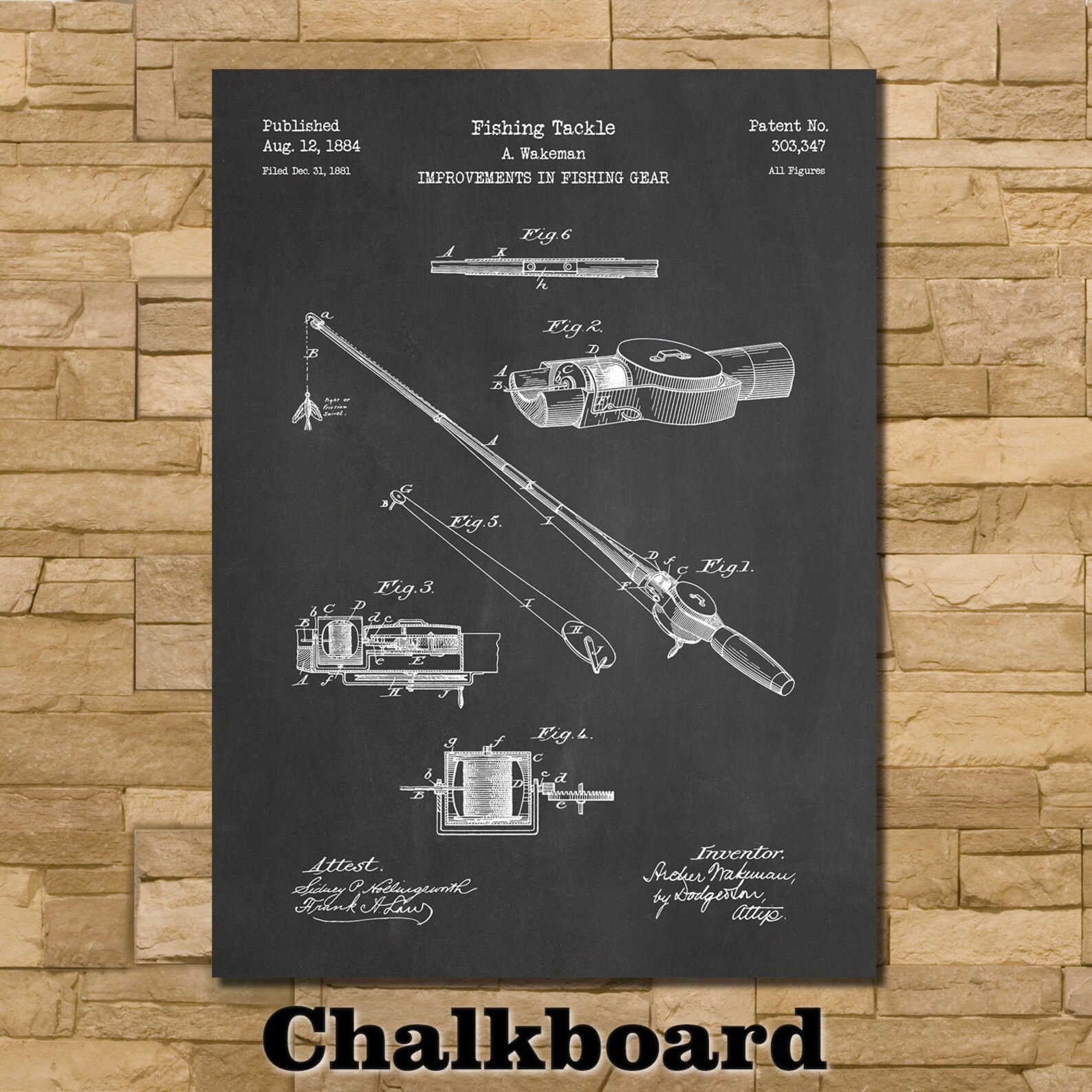 Fishing Tackle Patent Print Art 1884 - Etsy