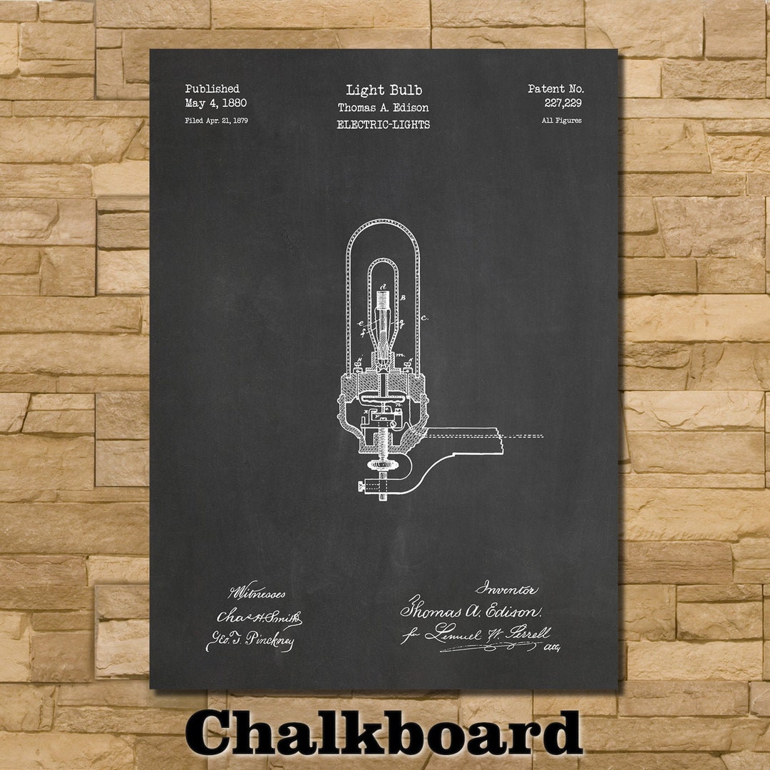 Edison Bulb Patent Print Art 1880 - Etsy