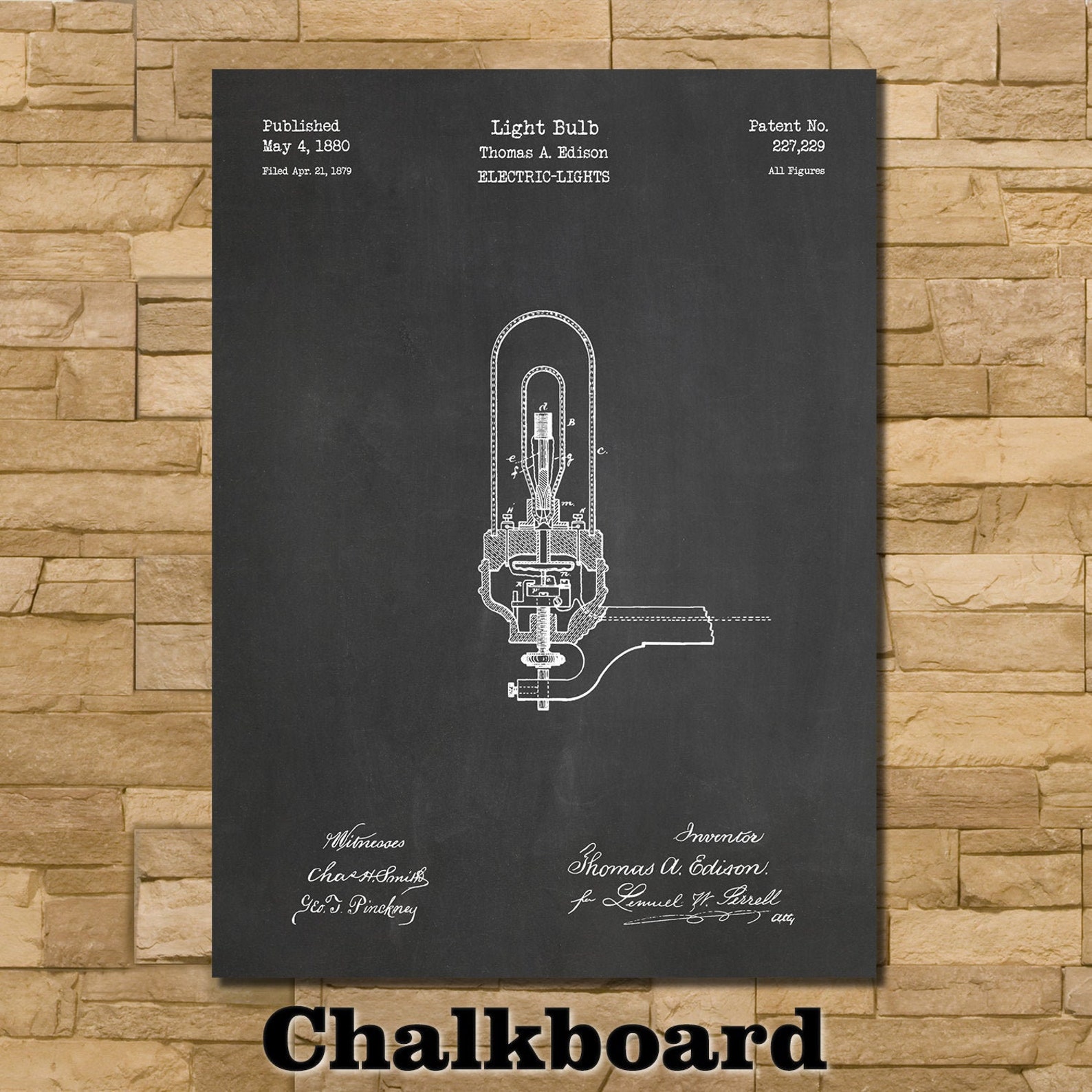 Edison Bulb Patent Print Art 1880 | Etsy