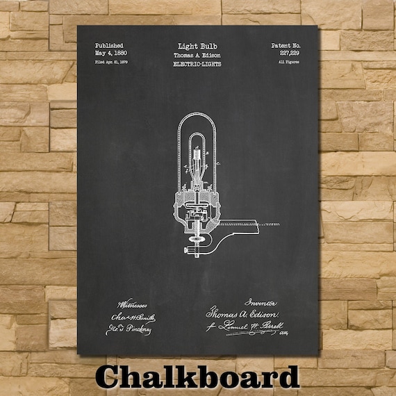 Edison Bulb Patent Print Art 1880 | Etsy