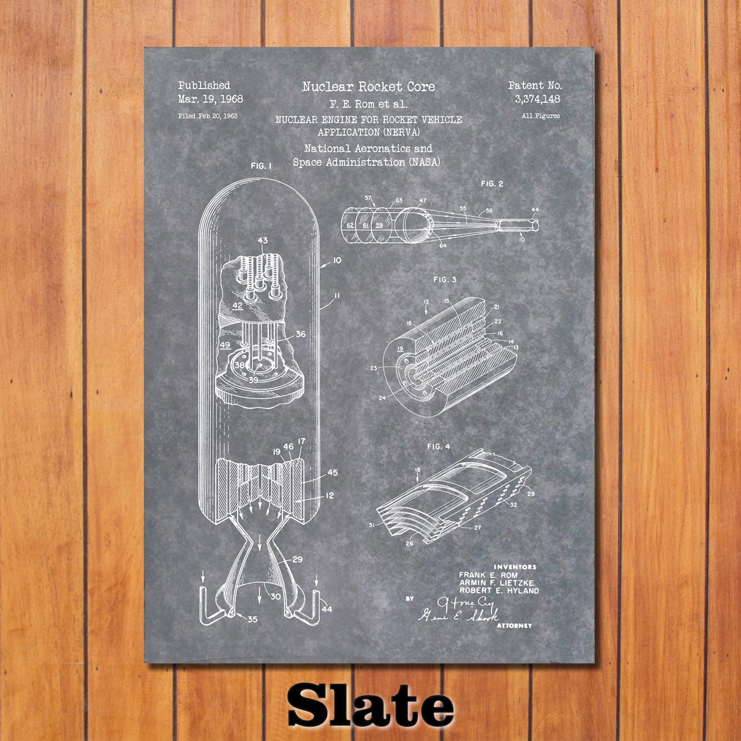 Nuclear Rocket Patent Print Art 1968 | Etsy