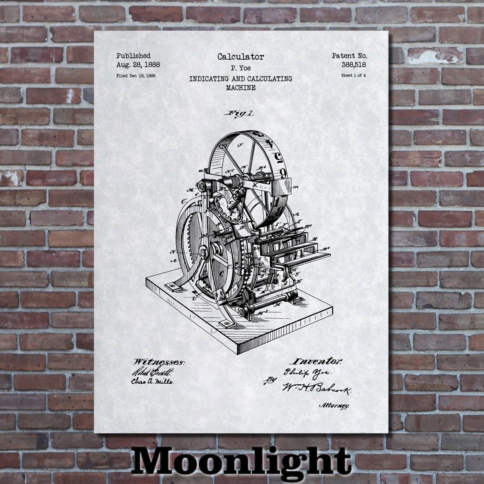 Clockwork Calculator Patent Print Art 1888 - Etsy