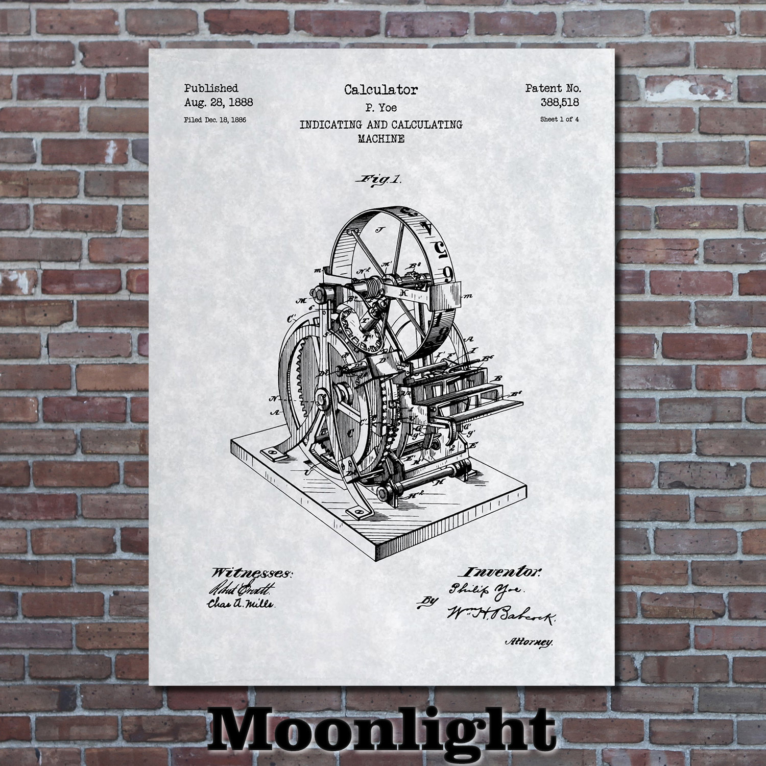 Clockwork Calculator Patent Print Art 1888 - Etsy