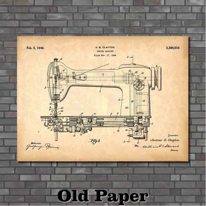Patent Art Depicting Singer Sewing Machine 1946 - Etsy