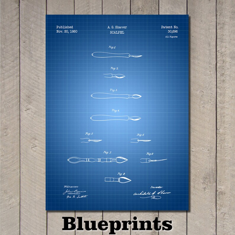 Scalpel Patent Print Art 1860 - Etsy
