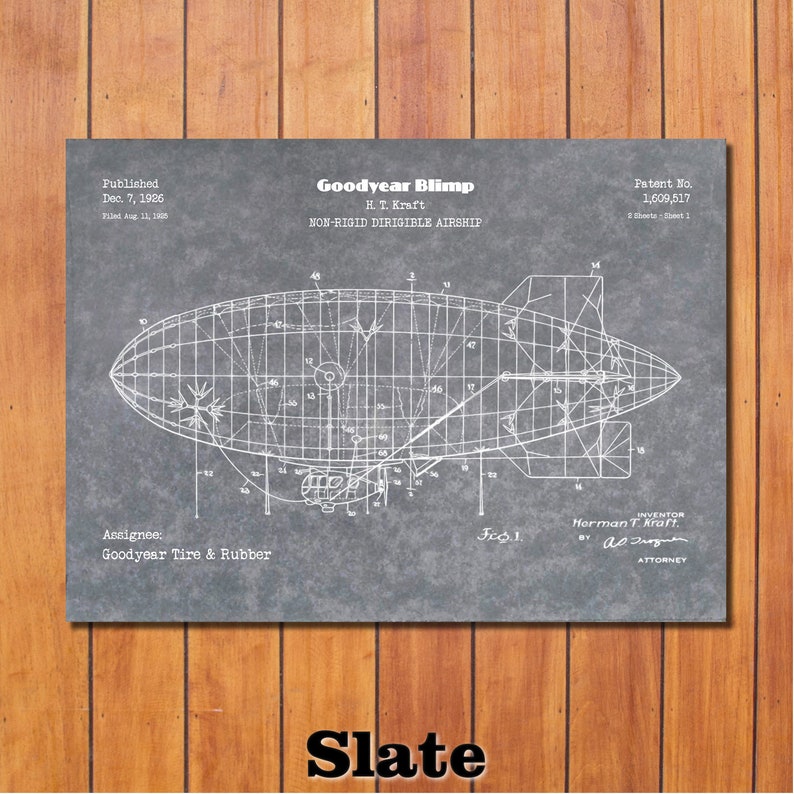 Patent Art Depicting Goodyear Blimp 1926 - Etsy