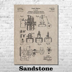 Diesel Engine Patent Print Art 1898 - Etsy