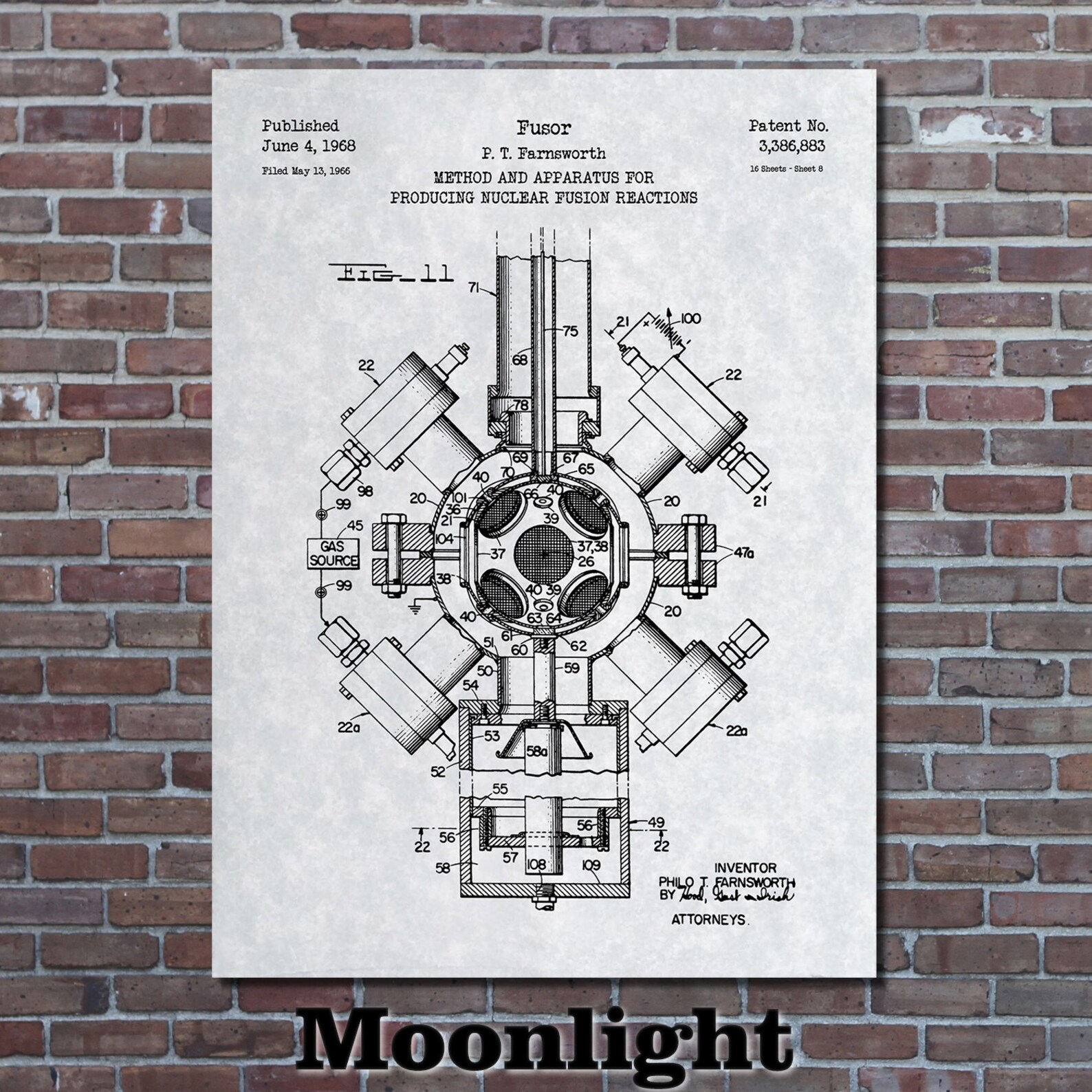 Farnsworth Fusion Reactor Patent Print Art 1968 - Etsy