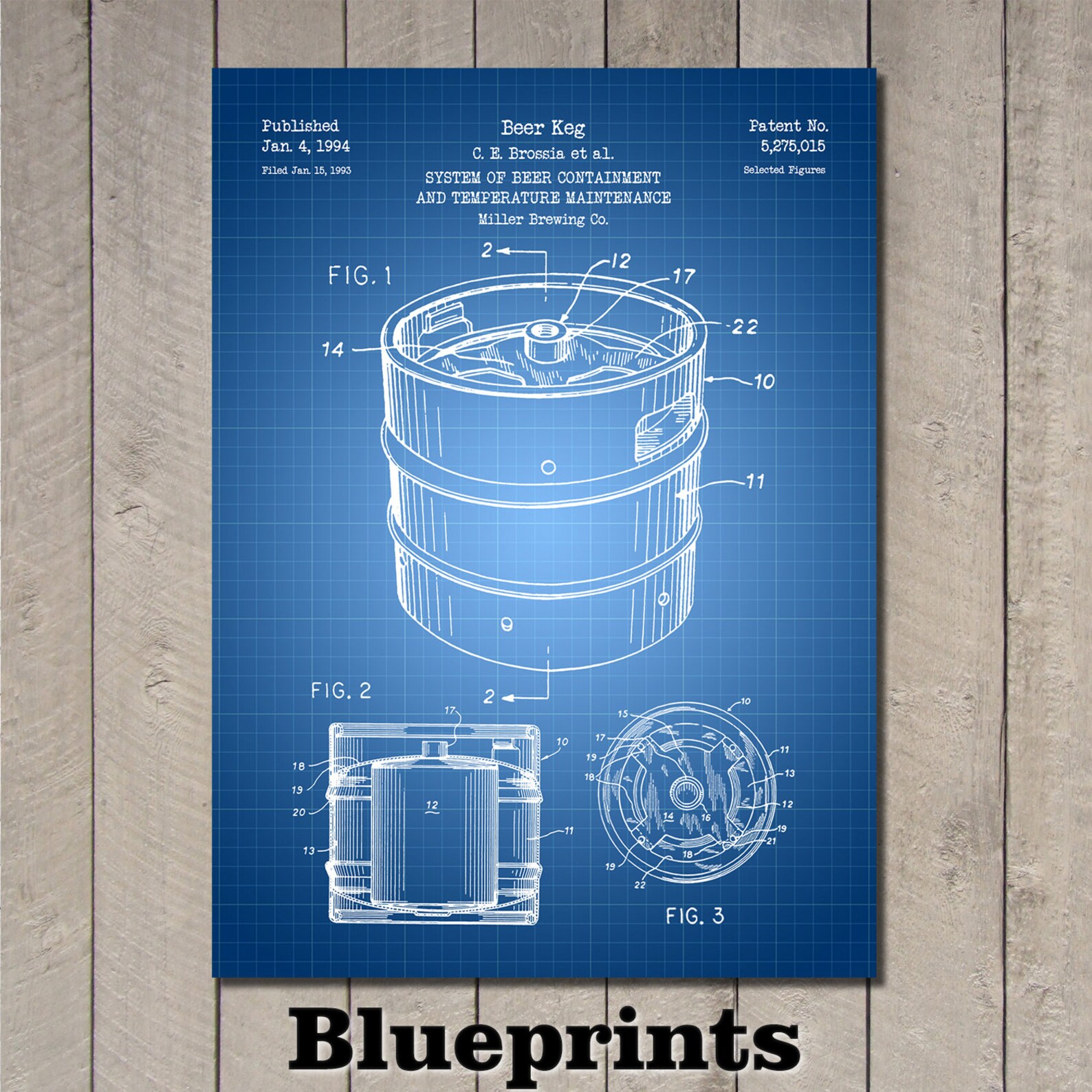 Beer Keg Patent Print Art 1994 - Etsy