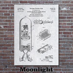 Nuclear Rocket Patent Print Art 1968 - Etsy
