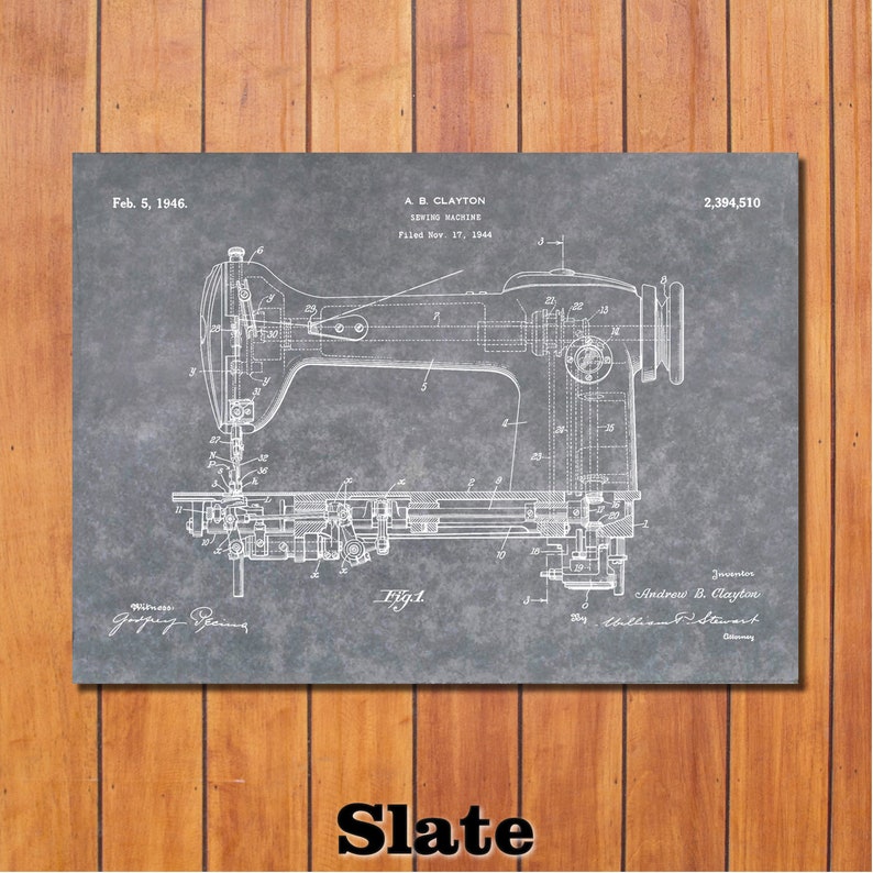 Patent Art Depicting Singer Sewing Machine 1946 - Etsy