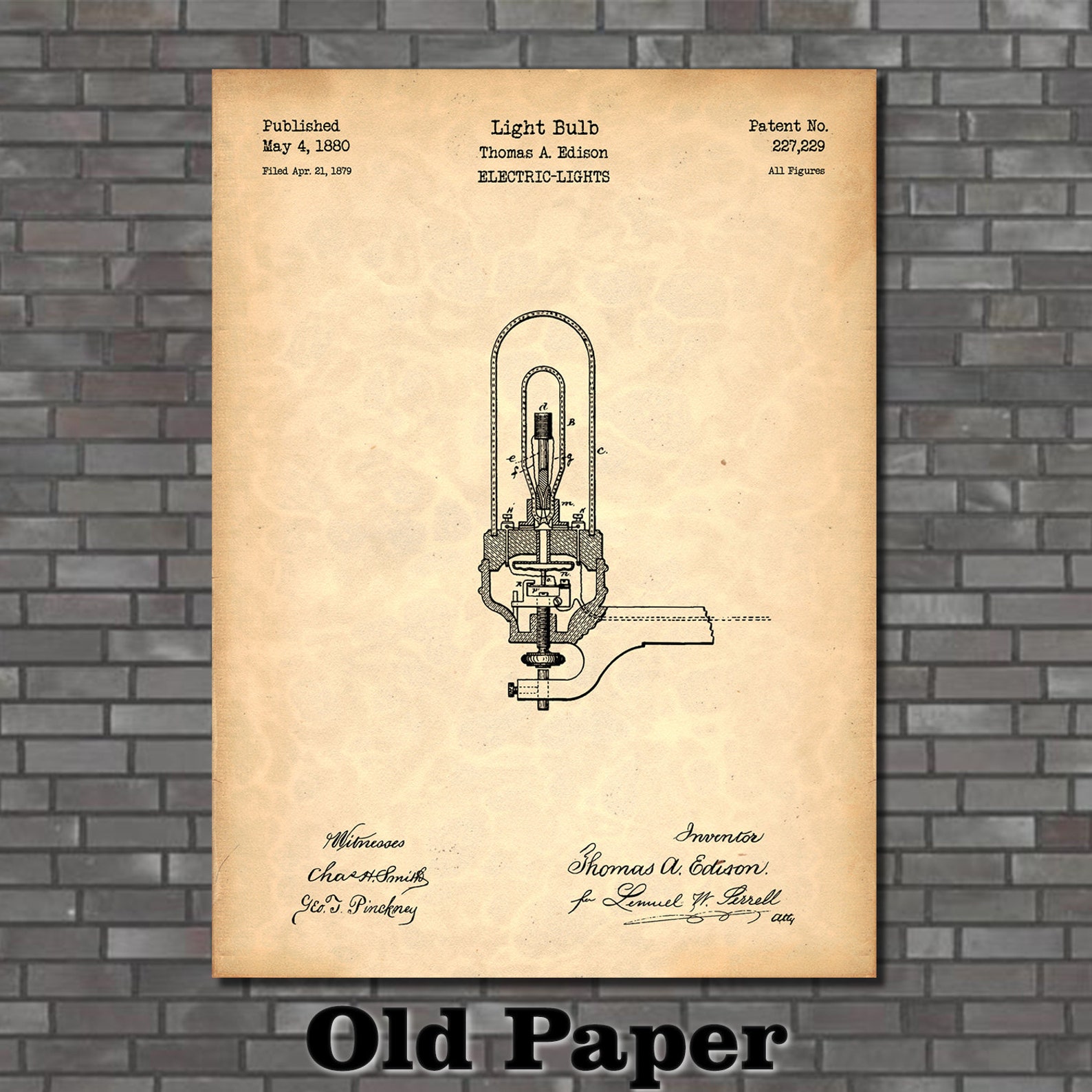 Edison Bulb Patent Print Art 1880 | Etsy