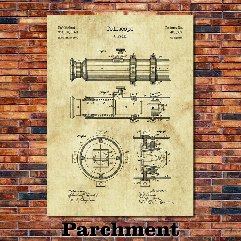 Telescope Patent Print Art 1891 - Etsy