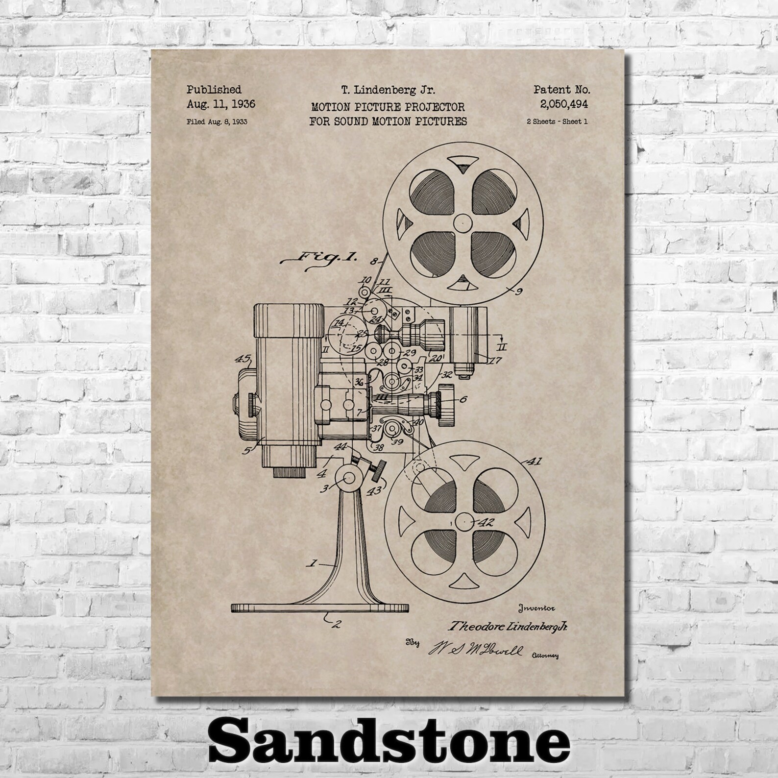 Film Projector Patent Print Art 1936 - Etsy