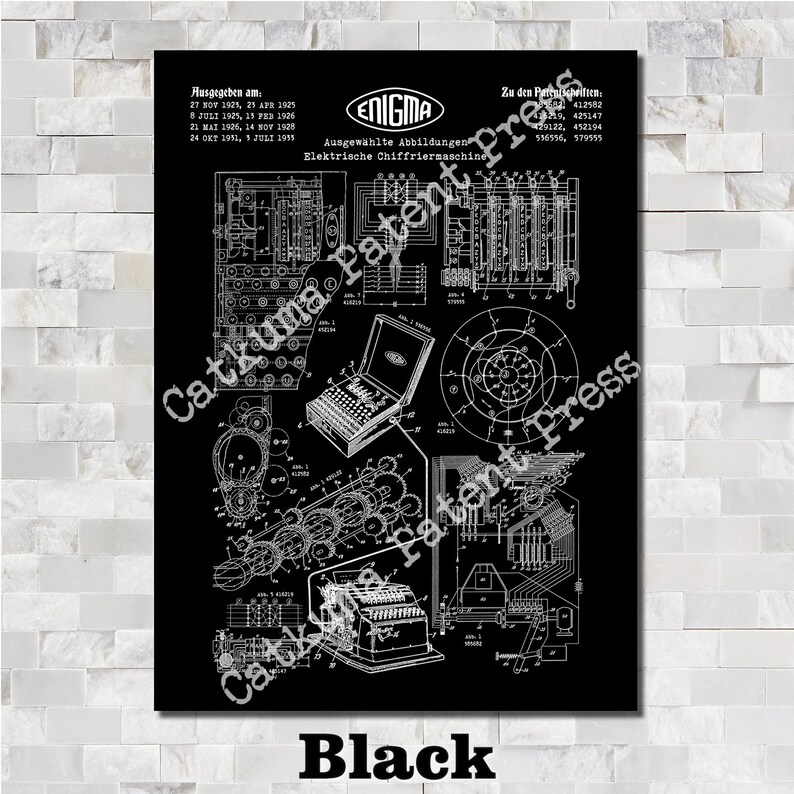 Enigma Cipher Machine Patent Print Art 1933 - Etsy