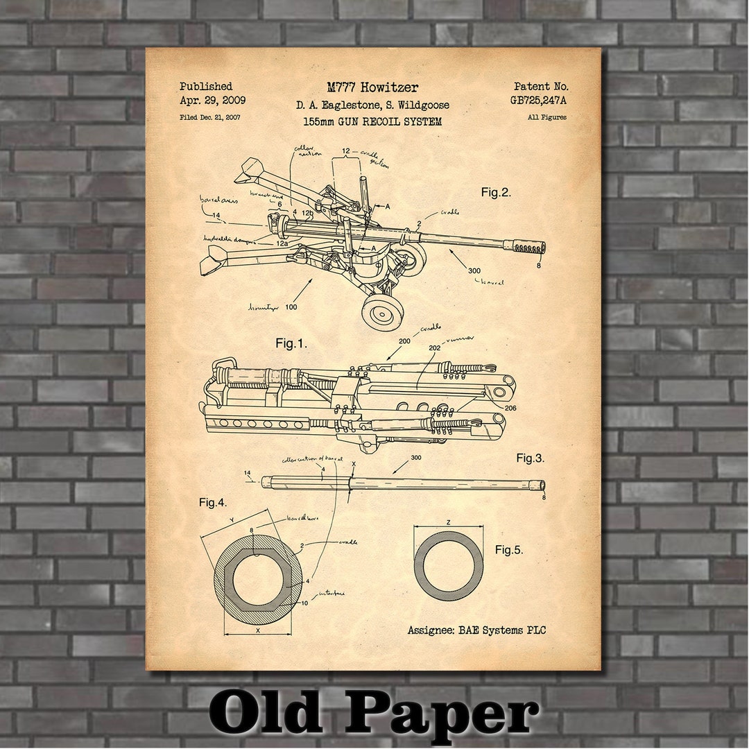 155mm M777 Howitzer Patent Print Art 2009 - Etsy