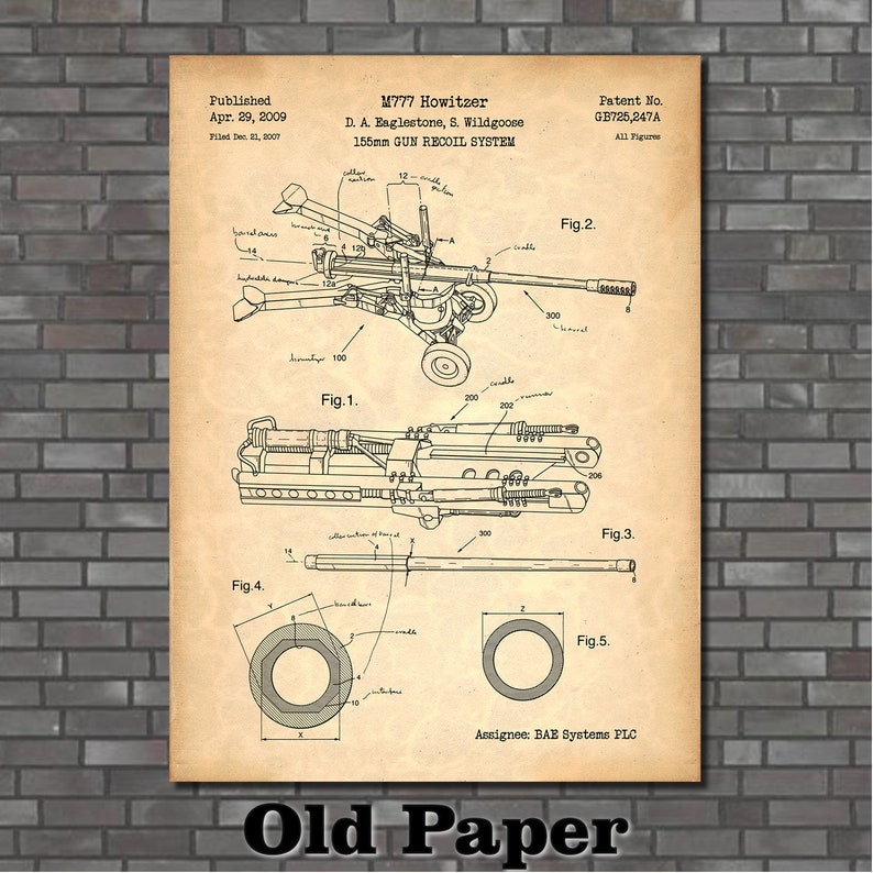 155mm M777 Howitzer Patent Print Art 2009 - Etsy