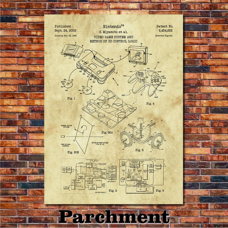 Patent Art Depicting Nintendo 64 1995 - Etsy