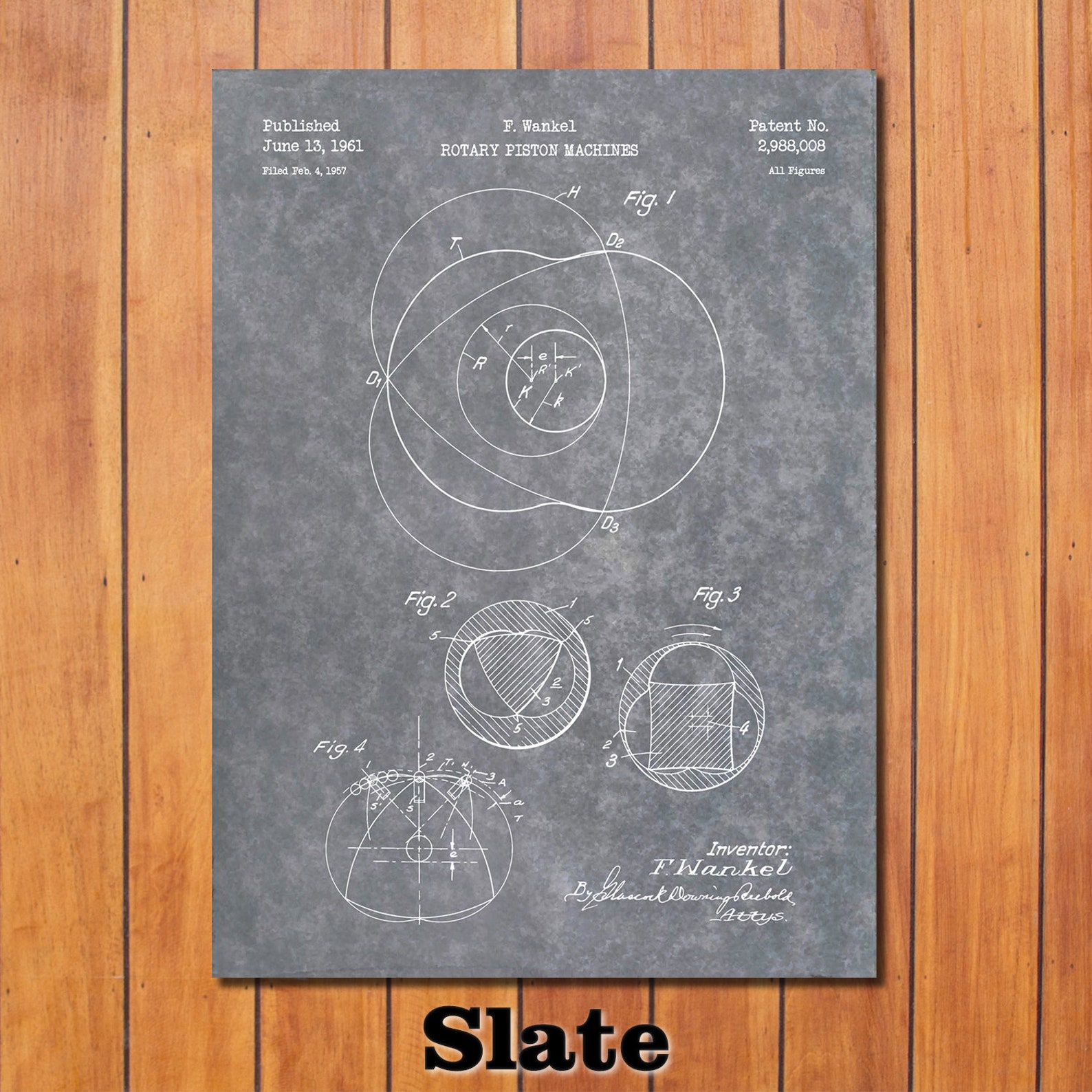 Wankel Rotary Engine Patent Print Art 1961 - Etsy
