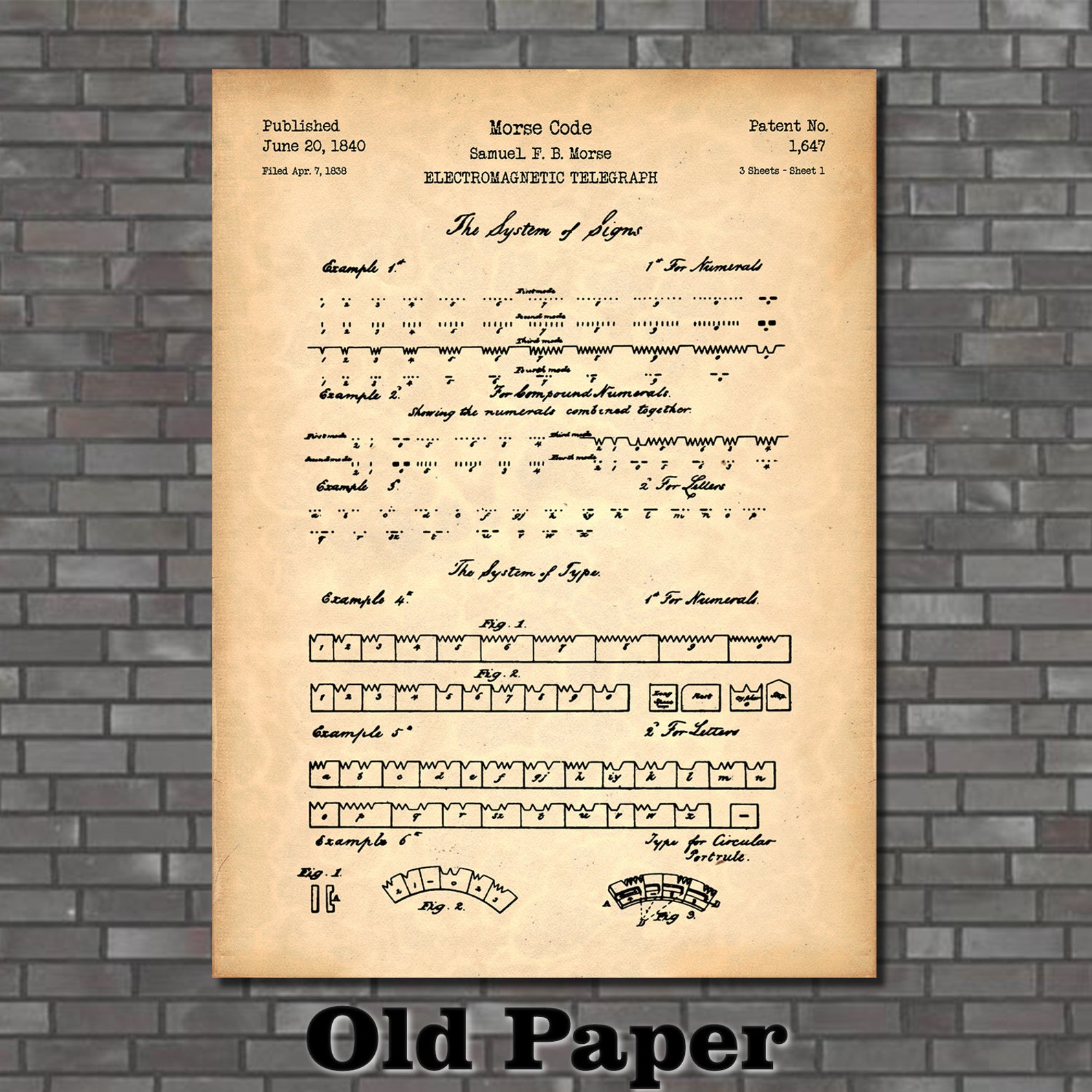 Morse Code Patent Print Art 1840 - Etsy