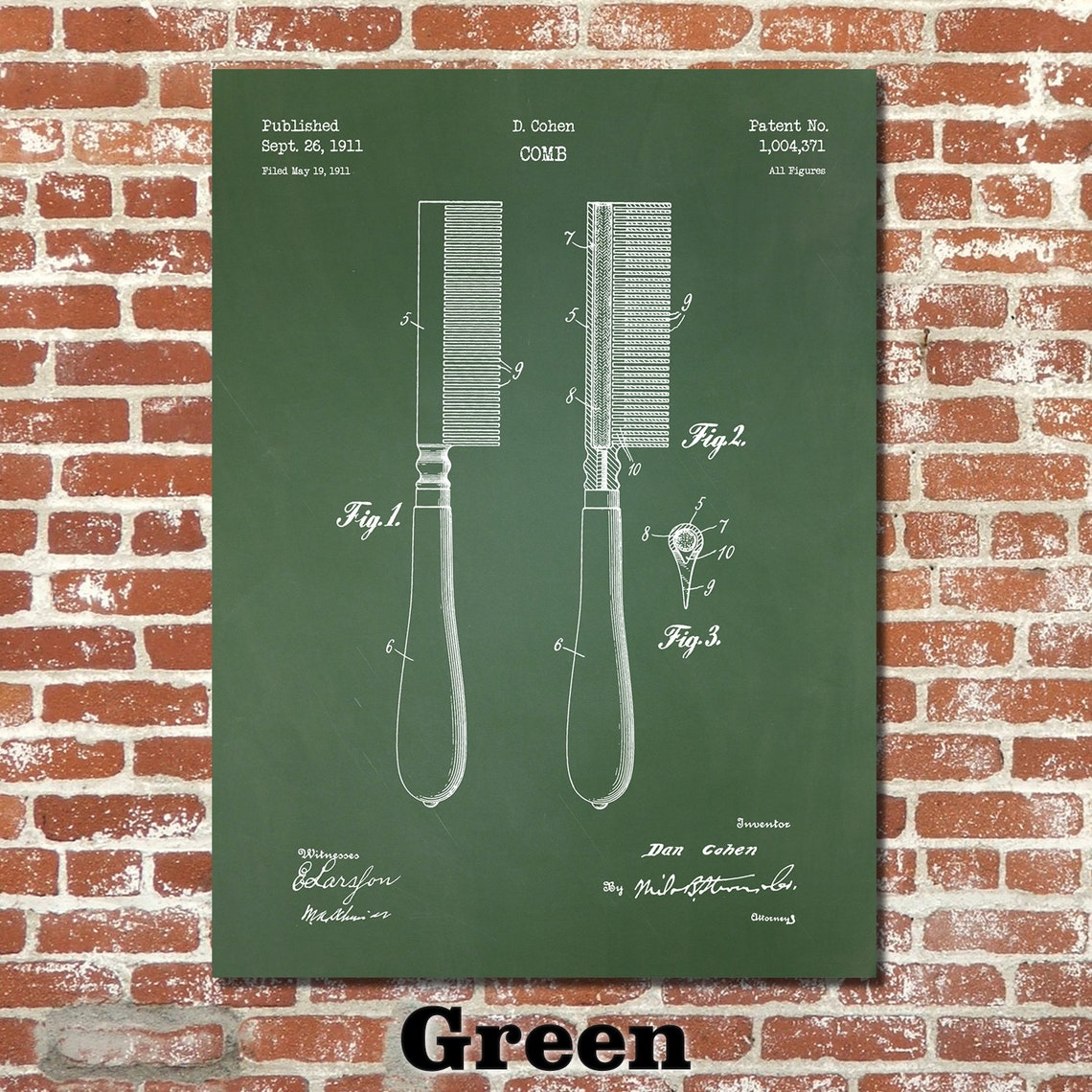 Comb Patent Print Art 1911 - Etsy