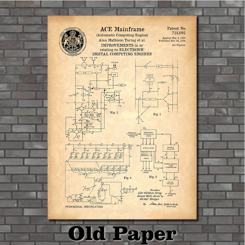 Turing Machine ACE Mainframe Computer Patent Print Art 1950 - Etsy