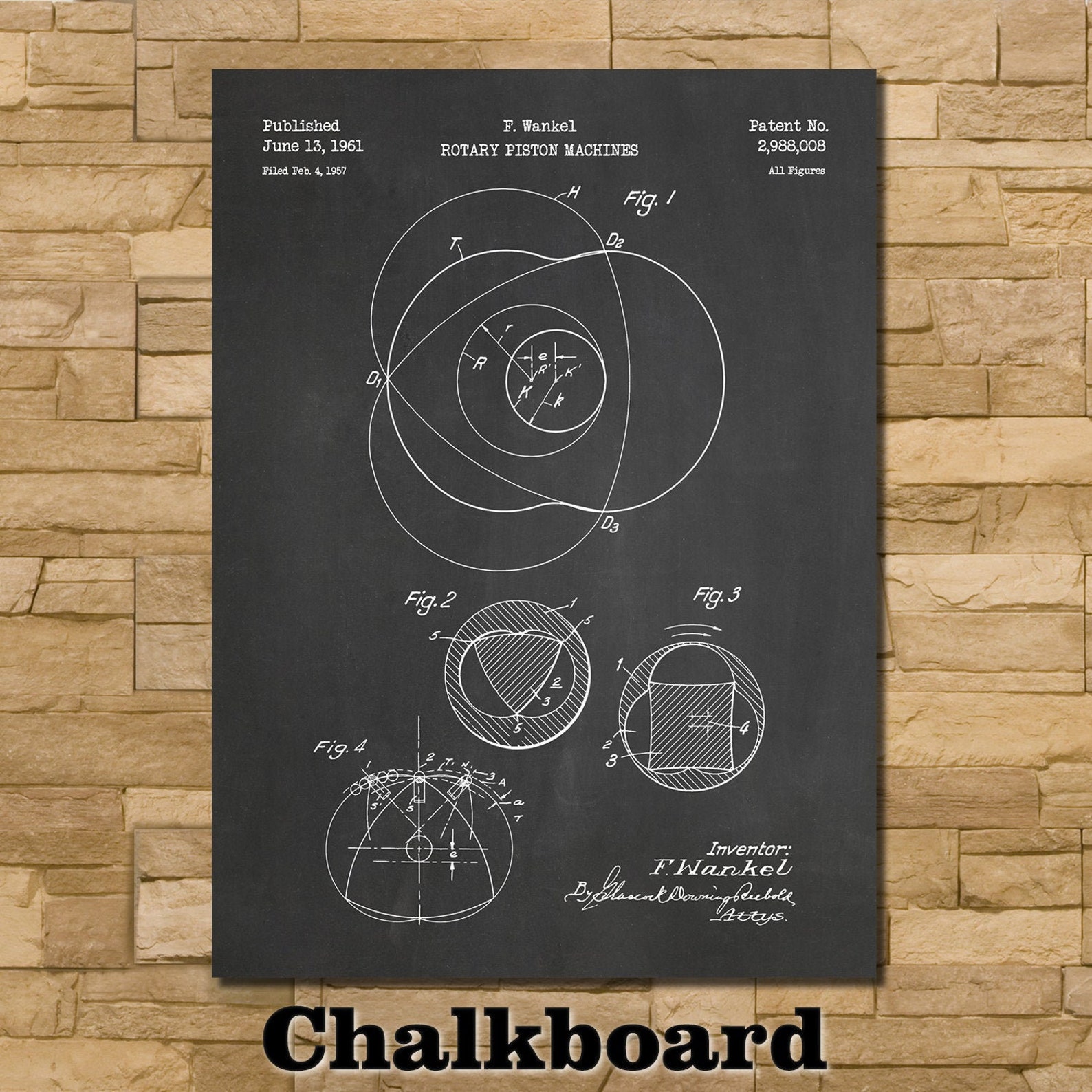 Wankel Rotary Engine Patent Print Art 1961 - Etsy