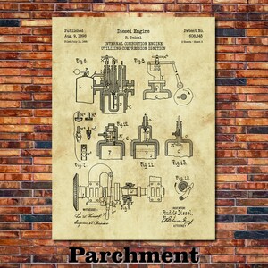 Diesel Engine Patent Print Art 1898 - Etsy